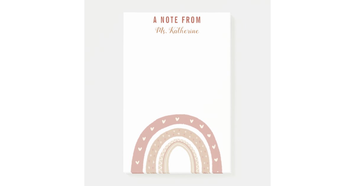 Terracotta Boho Rainbow Thank You Gift Post-it Notes | Zazzle