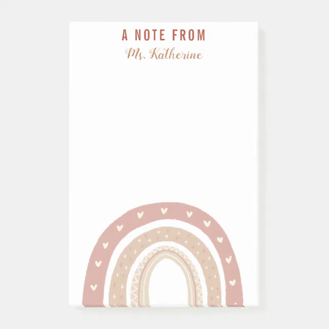 Terracotta Boho Rainbow Thank You Gift Post-it Notes | Zazzle