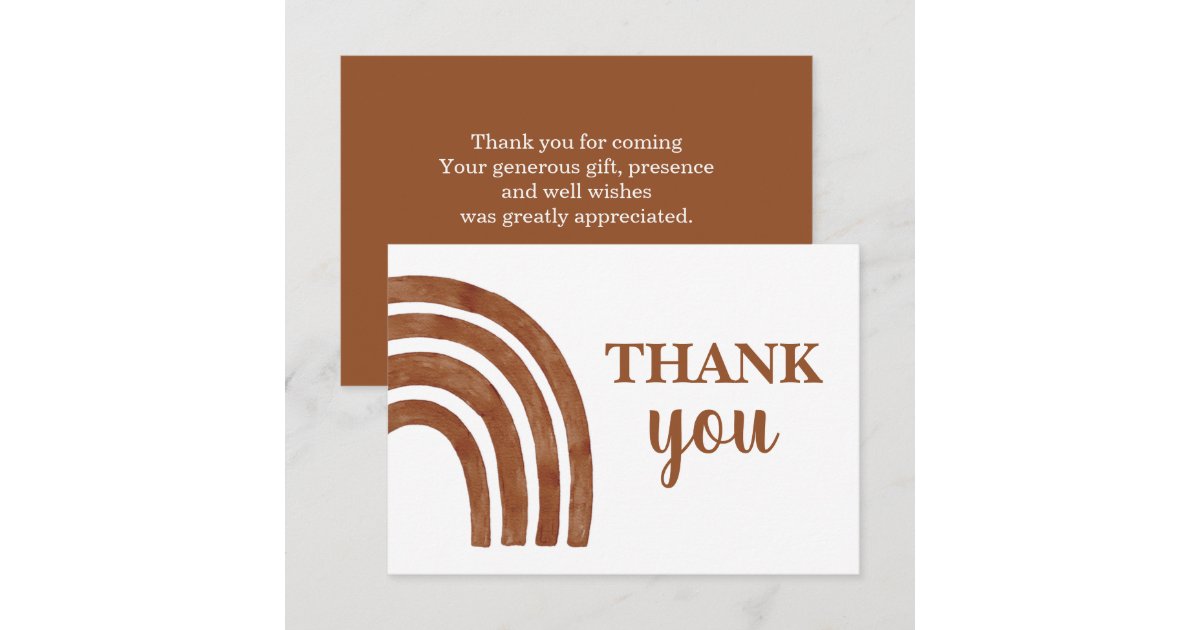 Terracotta Boho Rainbow thank you Note Card | Zazzle