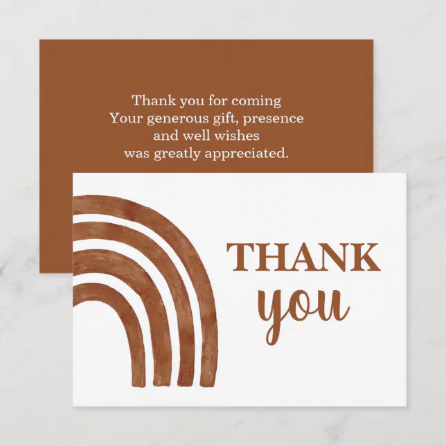 Terracotta Boho Rainbow thank you Note Card | Zazzle
