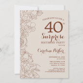 Terracotta Boho Surprise 40th Birthday Party Invitation | Zazzle