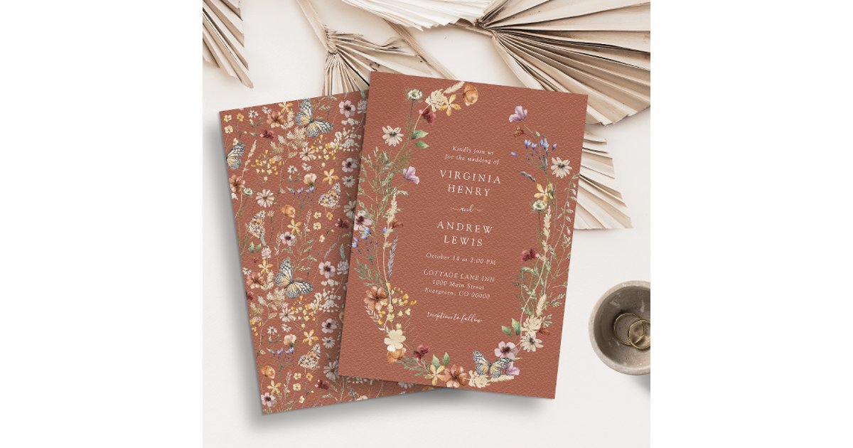 Terracotta Boho Wedding Invitation | Zazzle