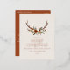 Terracotta botanical elegant stag rustic modern foil holiday postcard ...