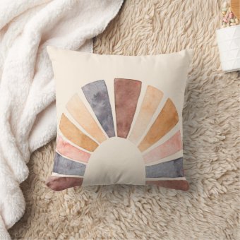 Terracotta Cream Boho Rainbow Throw Pillow | Zazzle