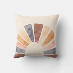 Terracotta Cream Boho Rainbow Throw Pillow | Zazzle