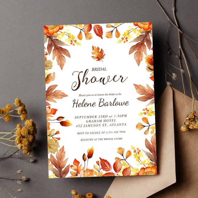 Terracotta Elegant Rustic Fall Bridal Shower Invitation | Zazzle