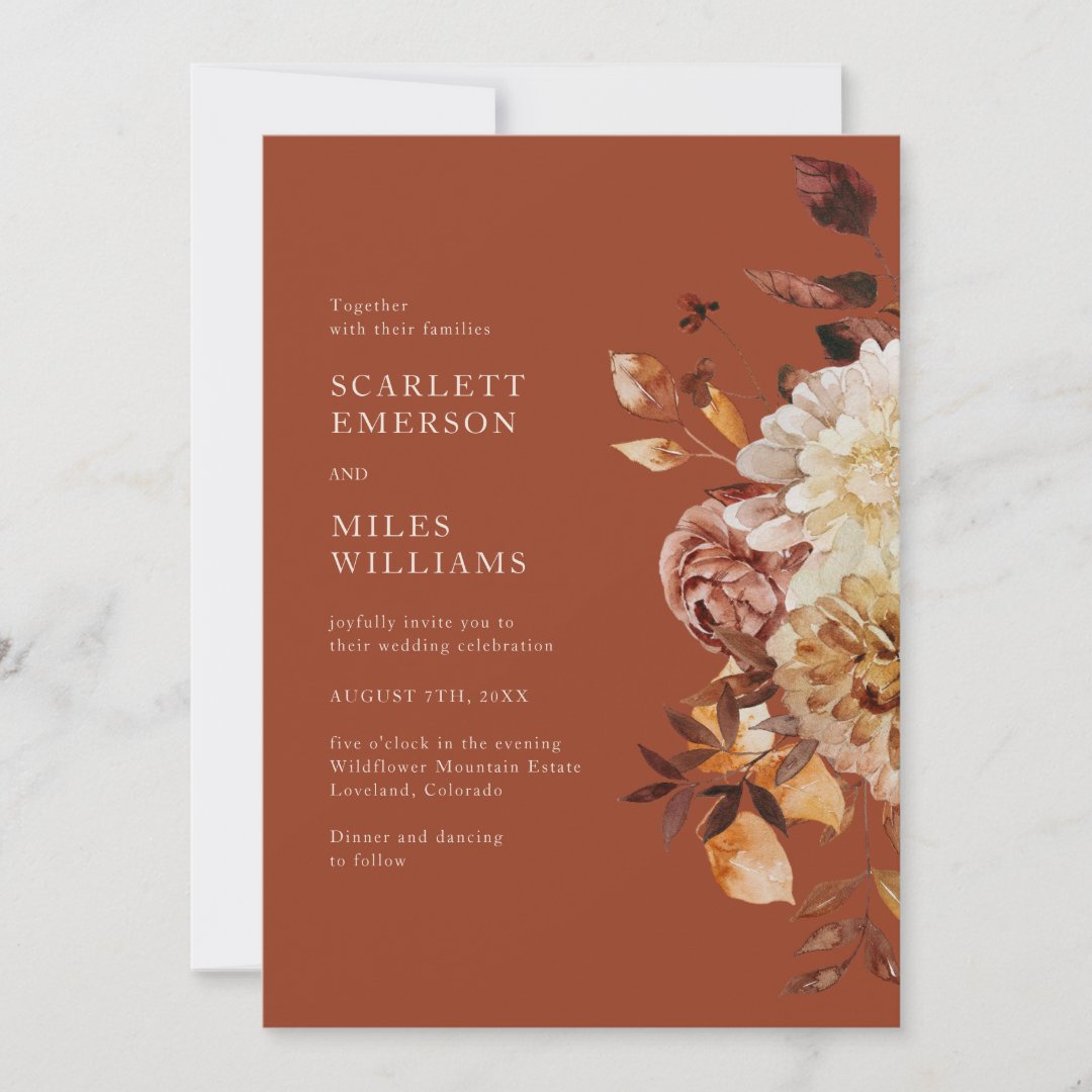 Terracotta Fall All In One Wedding Invitation | Zazzle