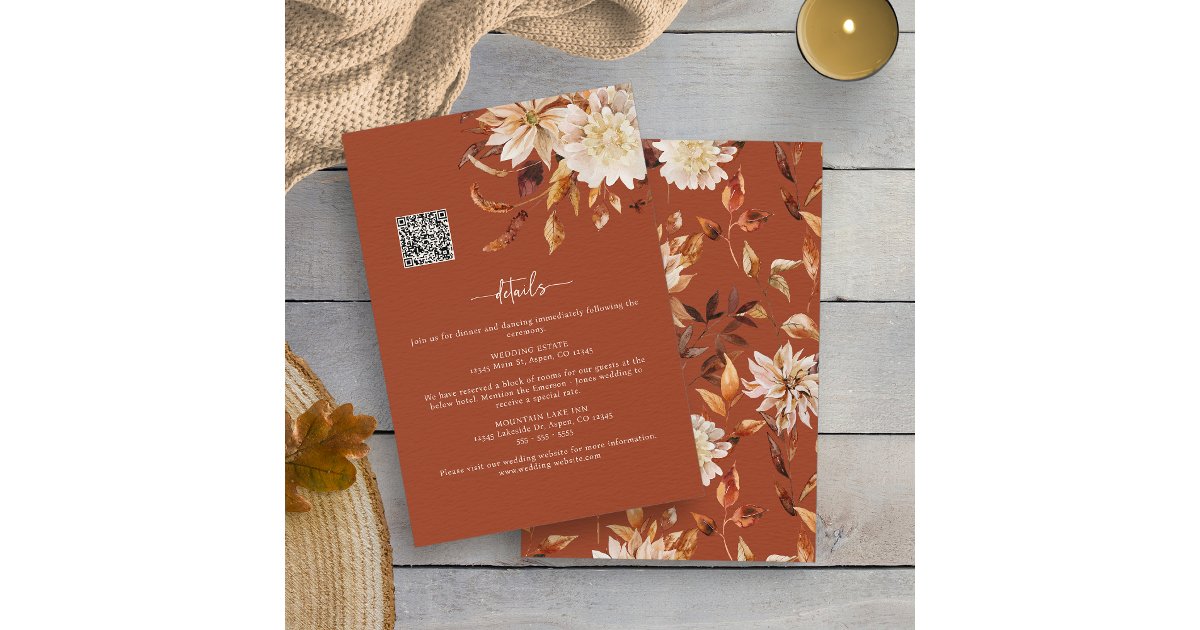 Terracotta Fall Details Enclosure Card | Zazzle