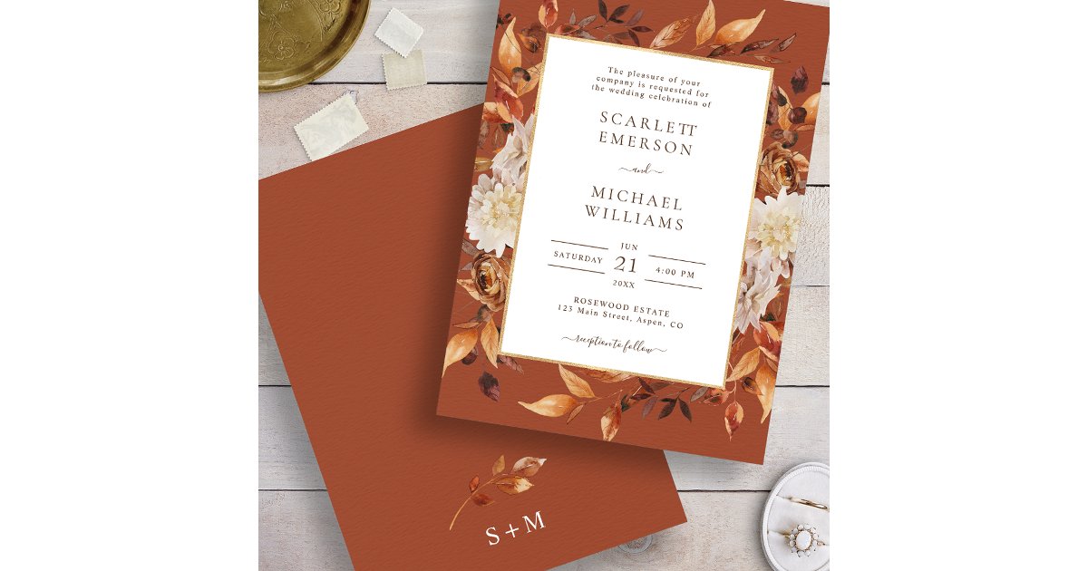 Terracotta Fall Wedding Invitation | Zazzle