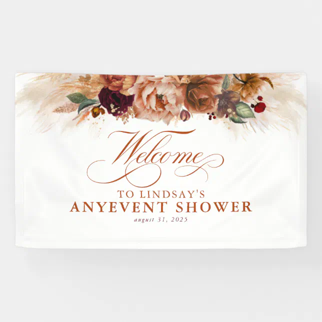 Terracotta Floral Boho Fall Party Shower Welcome Banner | Zazzle