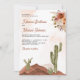 Terracotta Floral Cactus QR Code Photo Wedding Invitation | Zazzle