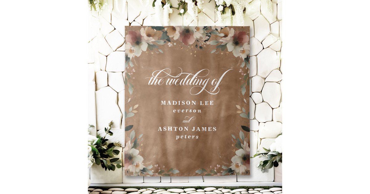 Terracotta Floral Wedding Photo Booth Backdrop | Zazzle