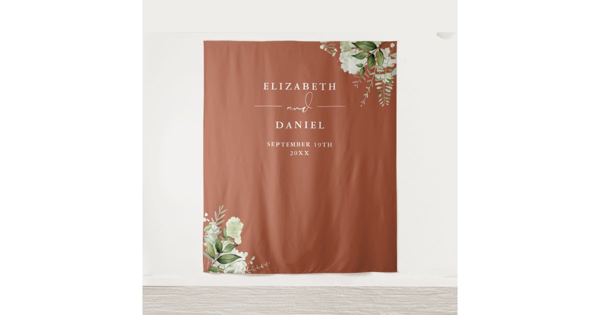 Terracotta Floral Wedding Photo Booth Backdrop | Zazzle