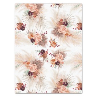 Terracotta Flowers Pampas Grass Tropical Bohemian Tissue Paper | Zazzle