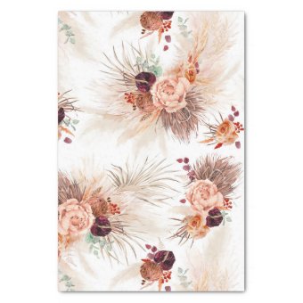 Terracotta Flowers Pampas Grass Tropical Bohemian Tissue Paper | Zazzle