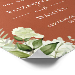 Terracotta Greenery Floral Wedding Welcome Sign | Zazzle