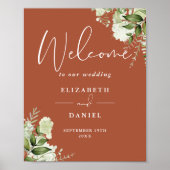 Terracotta Greenery Floral Wedding Welcome Sign | Zazzle