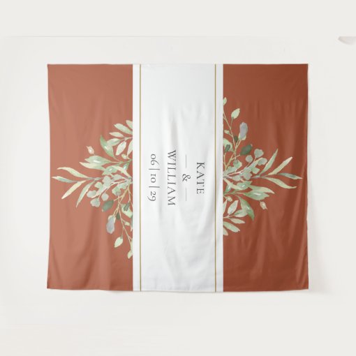 Terracotta Greenery Wedding Photo Booth Backdrop | Zazzle
