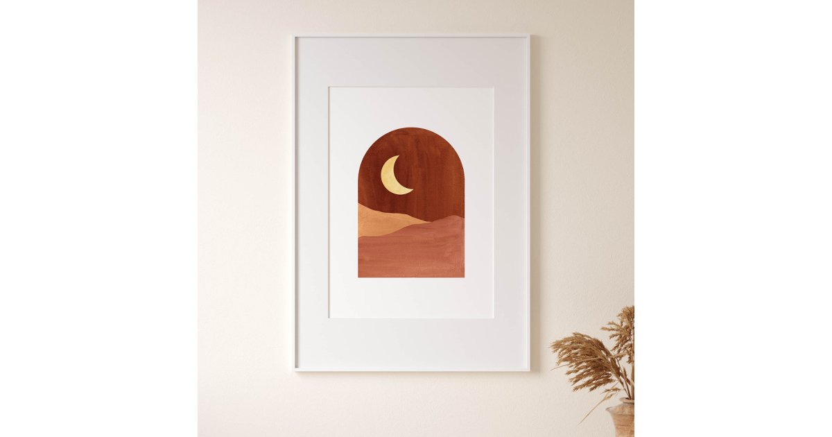 Terracotta night, abstract landscape poster | Zazzle