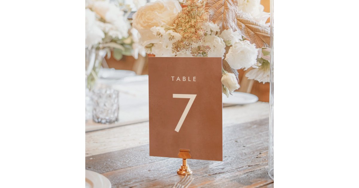 Terracotta Ombre | Minimalist Boho Table Number | Zazzle