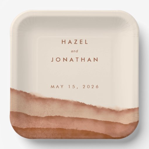Terracotta Ombre | Minimalist Boho Wedding Paper Plates | Zazzle