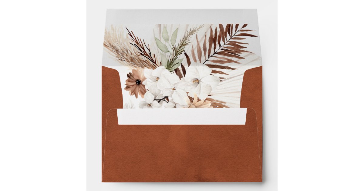 Terracotta Pampas Rust Boho Envelope | Zazzle