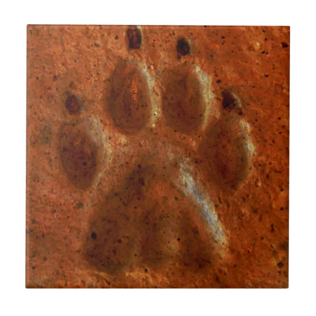"Terracotta Paw Print" by Carter L. Shepard" Tile | Zazzle