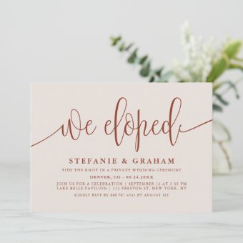Terracotta Pretty Calligraphy Wedding Elopement Invitation | Zazzle