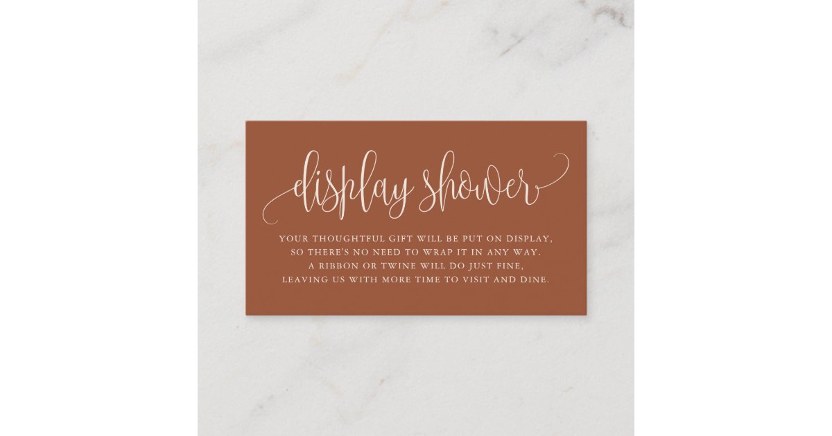 Terracotta Pretty Script Display Shower Card | Zazzle