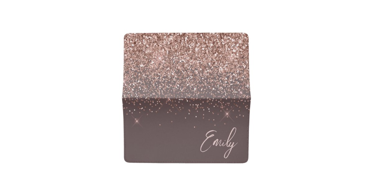 Terracotta Rose Gold Blush Pink Glitter Monogram Checkbook Cover | Zazzle