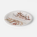 Terracotta Rust Flowers Boho Fall Foliage Paper Plates | Zazzle