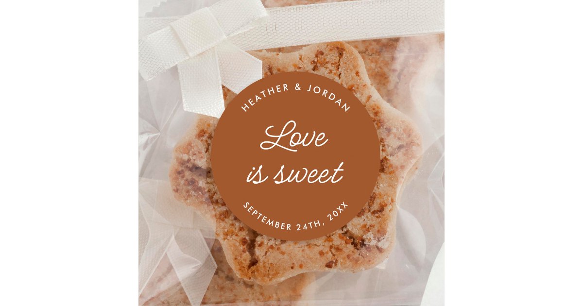 Terracotta Rust Love Is Sweet Wedding Favors Classic Round Sticker | Zazzle