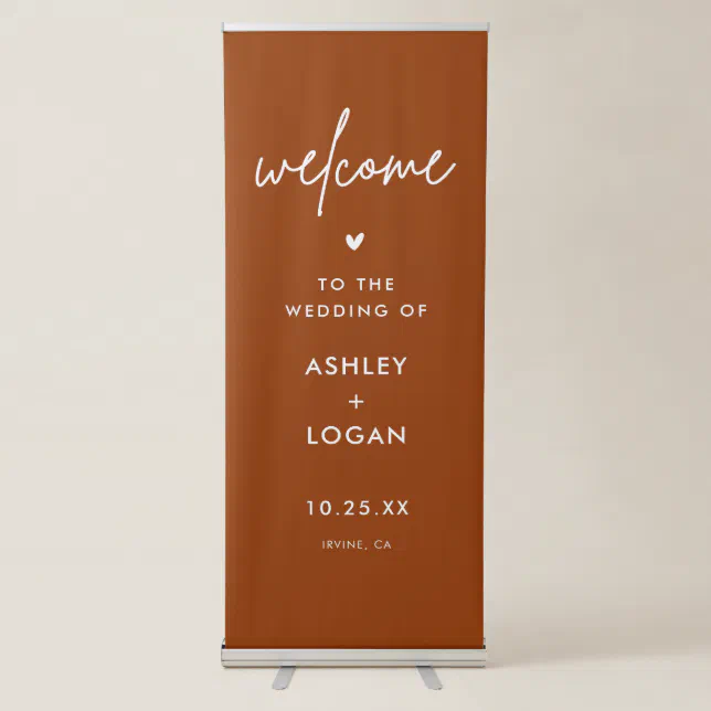 Terracotta Rust Welcome To Our Wedding Retractable Banner | Zazzle