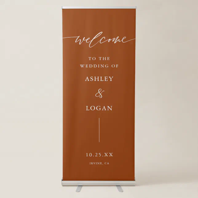 Terracotta Rust Welcome To Our Wedding Welcome Retractable Banner | Zazzle