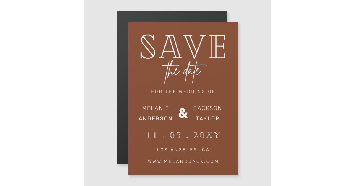 Terracotta Rustic Burnt Orange Boho Save the Date Magnetic Invitation ...