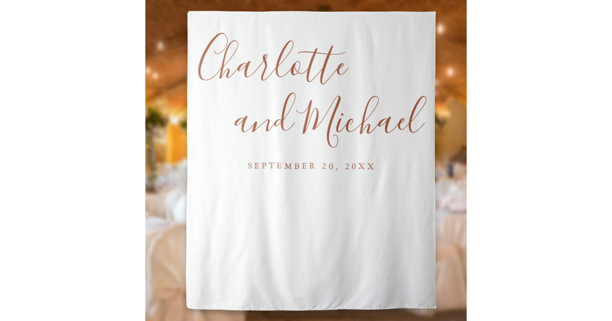Terracotta Script Wedding Photo Booth Backdrop | Zazzle