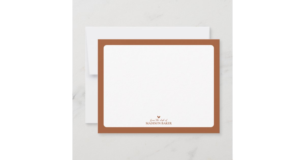 Terracotta | Simple Heart Personalized Stationery Note Card | Zazzle