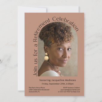 Terracotta Simple Photo Arch Retirement Party Invitation | Zazzle