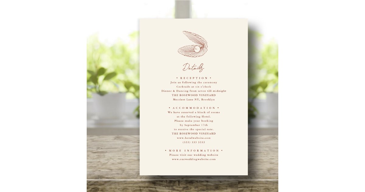 Terracotta Starfish Beach Destination Wedding Enclosure Card | Zazzle