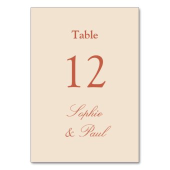 Terracotta Straw Beige Wedding Table Number | Zazzle