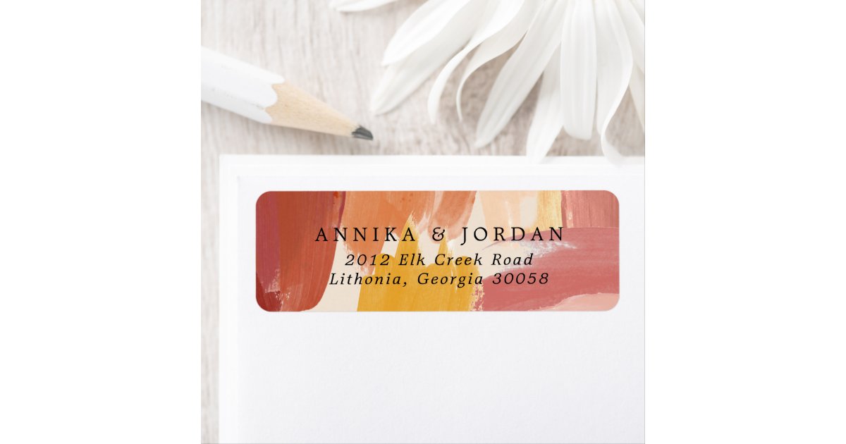 Terracotta Sunrise Wedding Address Label | Zazzle