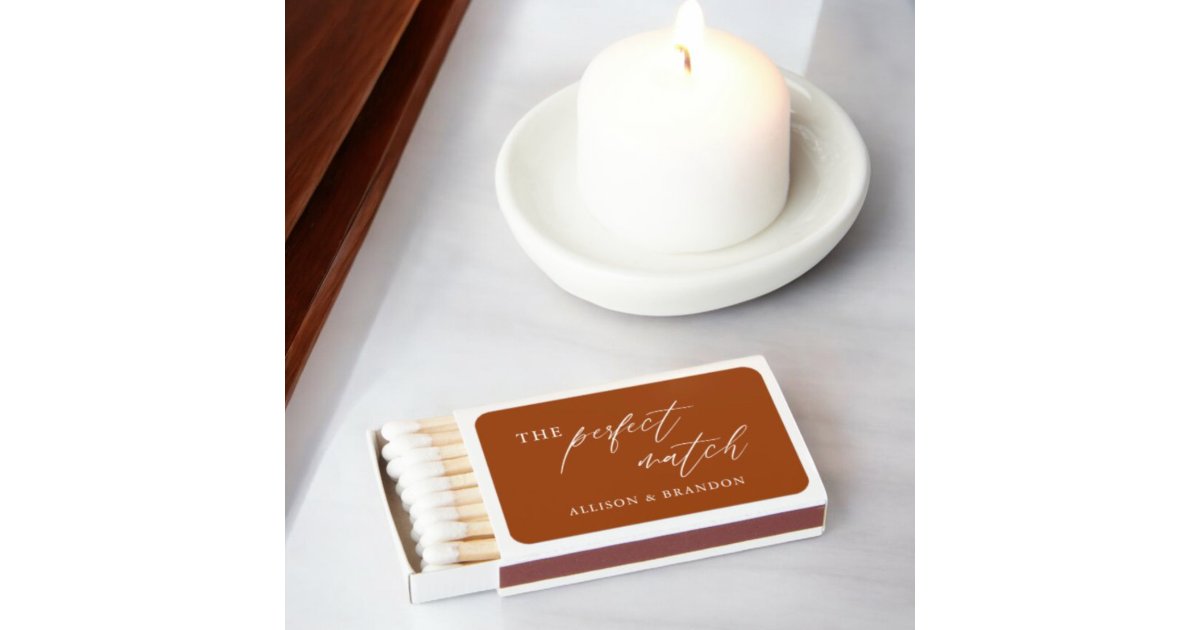 Terracotta The Perfect Match Rust Wedding Matches | Zazzle