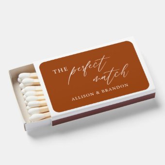 Terracotta The Perfect Match Rust Wedding Matches | Zazzle