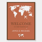 Terracotta Travel Themed Wedding World Map Welcome Foam Board | Zazzle