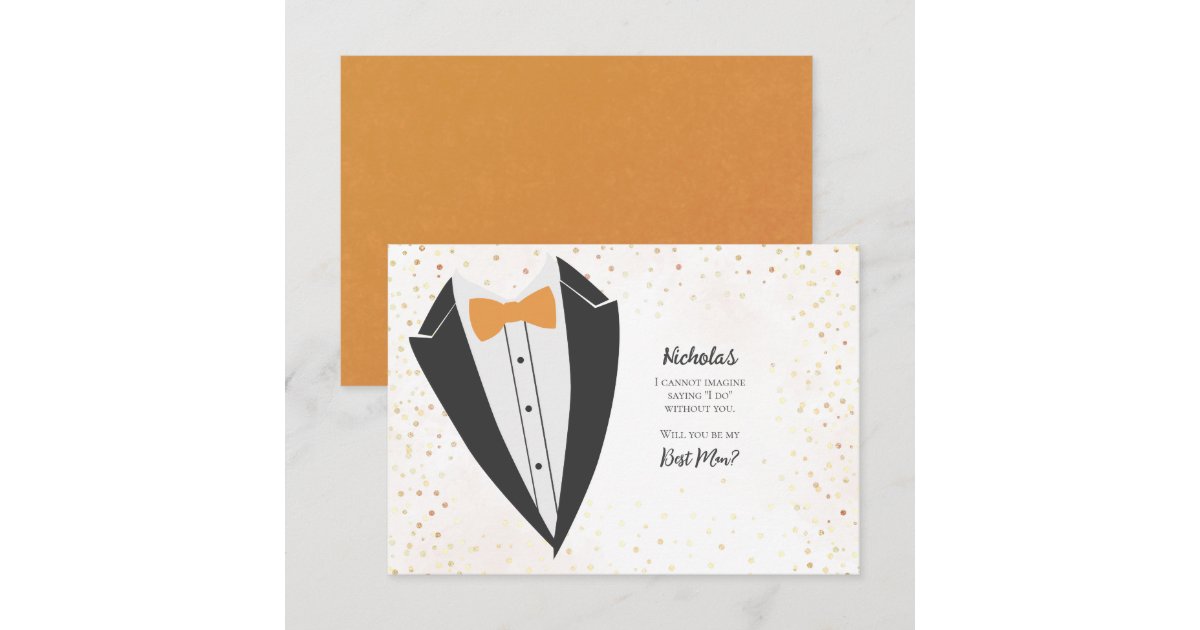 Terracotta Tuxedo Best Man Confetti Proposal Invitation | Zazzle