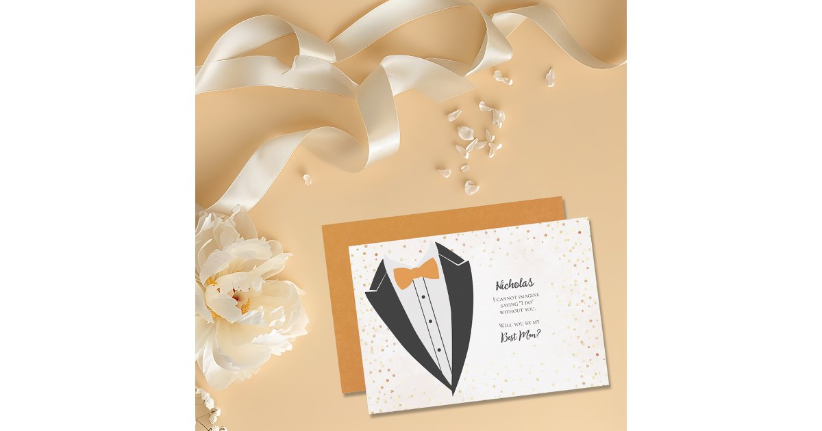 Terracotta Tuxedo Best Man Confetti Proposal Invitation | Zazzle