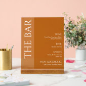 Terracotta Two Tone Wedding Bar Menu Acrylic Sign | Zazzle