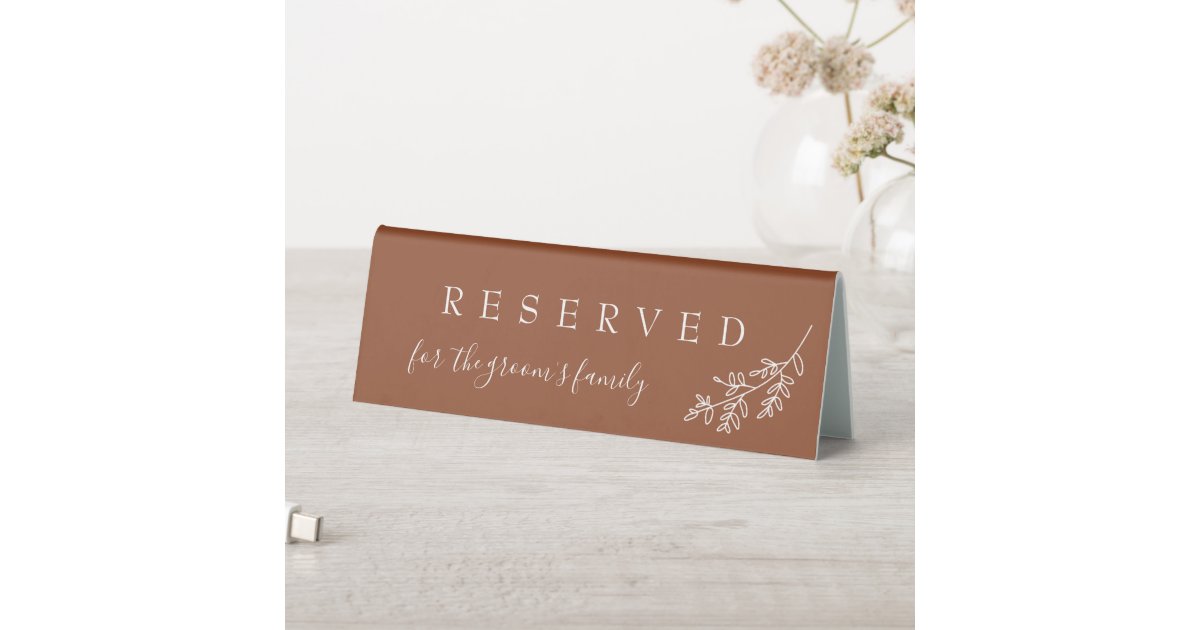 Terracotta Wedding Reserved Tent Sign | Zazzle