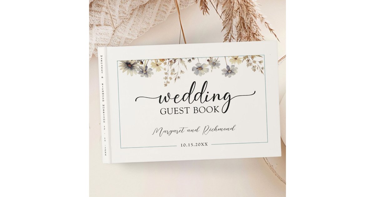 Terracotta Wildflower Floral Wedding Guest Book | Zazzle