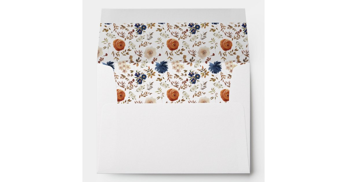 Terracotta Wildflower Lined Wedding Envelope | Zazzle